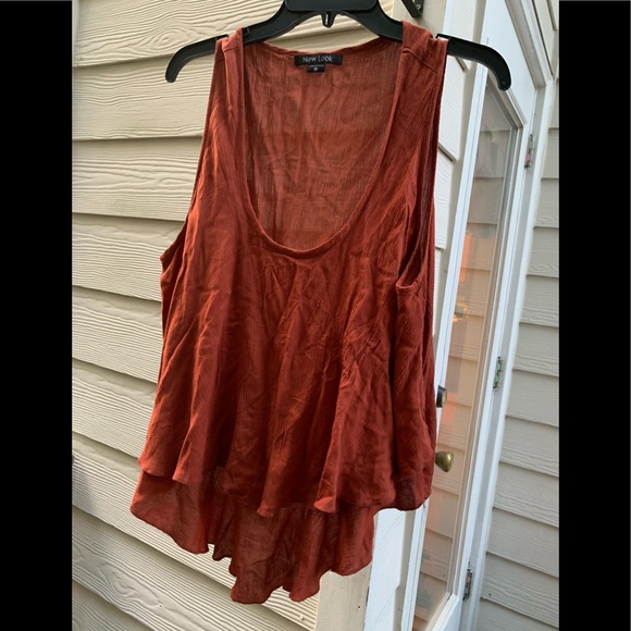 New Look | Tops | Xl Burnt Red Ruffle Sleeveless Top | Poshmark